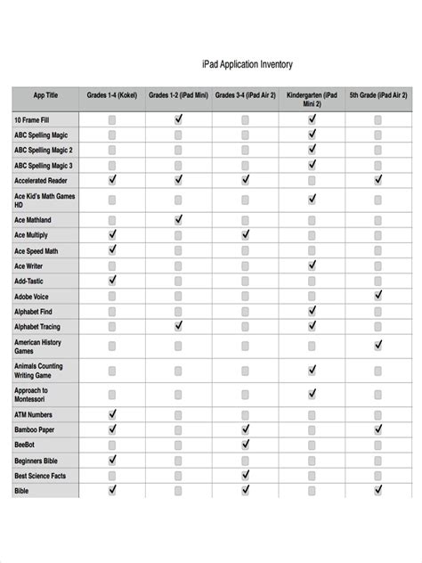 Application Inventory Template Printable Word Searches