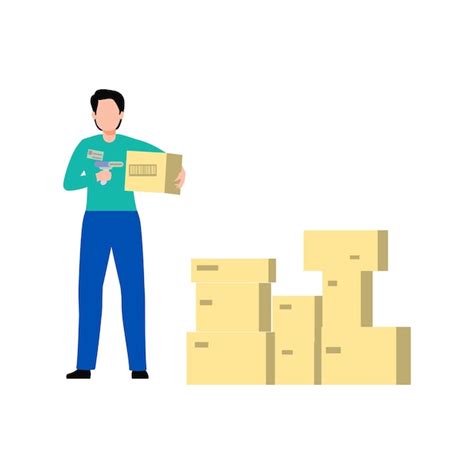 Premium Vector The Boy Is Checking The Barcode Of The Product