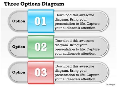 Three Options Diagram Powerpoint Template Slide Templates PowerPoint