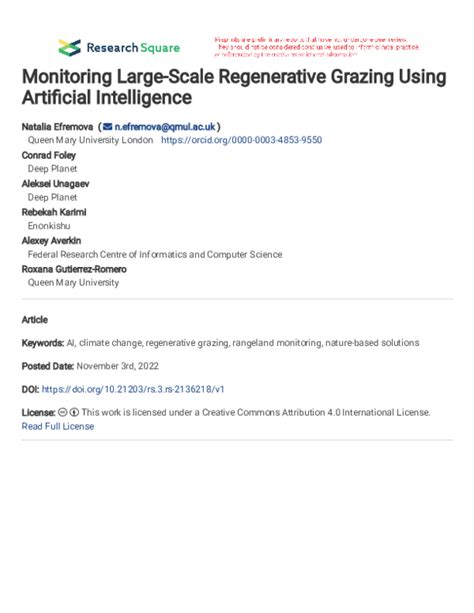 Pdf Monitoring Large Scale Regenerative Grazing Using Artificial Intelligence