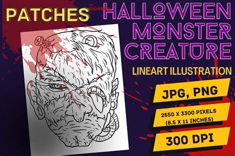 Patches Halloween Monster Illustration Graphic By Moonwing