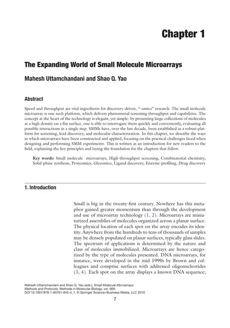 Pdf The Expanding World Of Small Molecule Microarrays