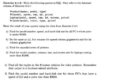 Solved Exercise Write The Following Queries In SQL Chegg