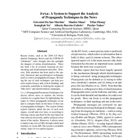 Prta A System To Support The Analysis Of Propaganda Techniques In The News Acl Anthology