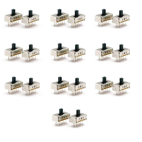 Treedix 20pcs 3 Position 8pin 2p3t Toggle Switch Vertical Slide Switch Pcb Panel Vertical Slide