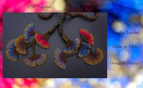 Gingko Leaf Pdf Tutorial Beaded Leaves Pattern Etsy