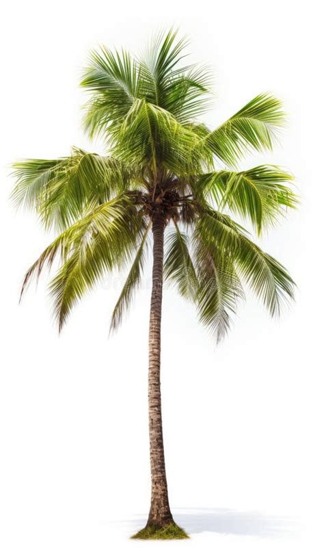 Coconut Palm Tree Isolated White Background Suitable For Use In Decoration Work Stock