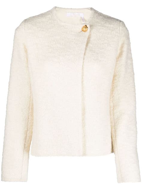 Buy Chloé Bouclé Construction Wool Blend Jacket White At 14 Off Editorialist