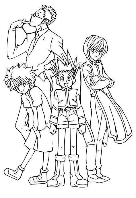 Free Printable Hunter X Hunter Friends Coloring Page For Adults And