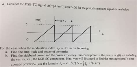 Solved Consider The Dsb Tc Signal Yt A Mt Cos2 Pi