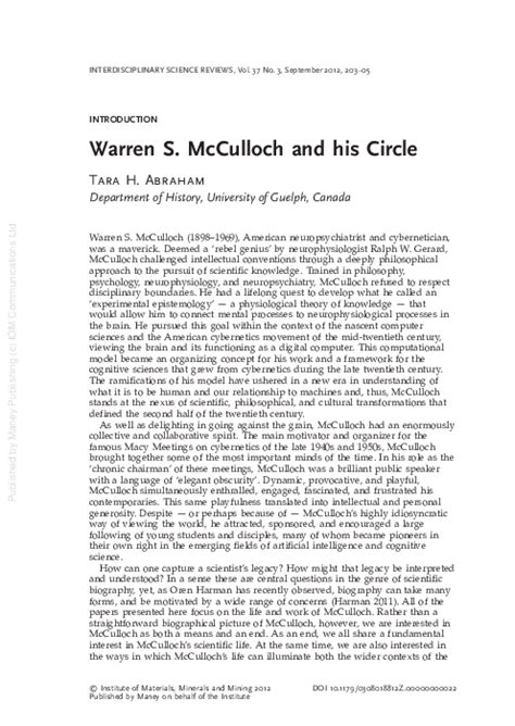 Warren S Mcculloch And His Circle