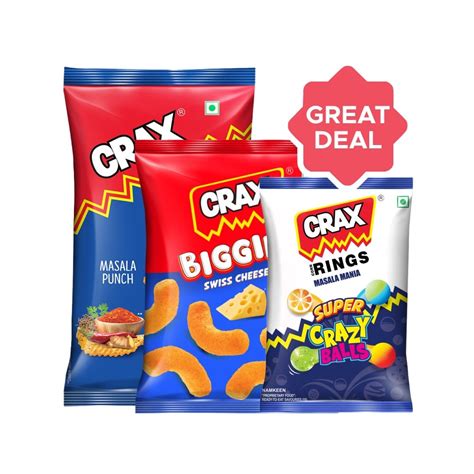 Crax Masala Punch Potato Chips Corn Rings Masala Mania Puffs