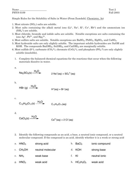 Strong Acid B Bacl2 Ionic Compound Neutral Molecular D Koh
