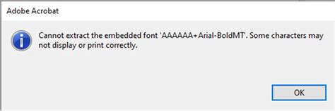 cannot extract the embedded font error adobe acrob adobe community
