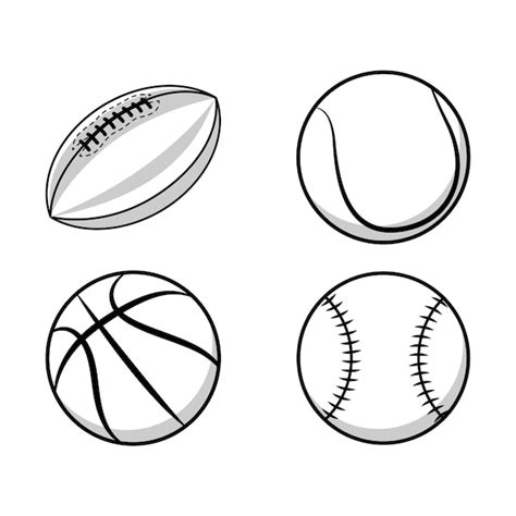 흑인과 백인 스포츠 볼 세트 프리미엄 벡터