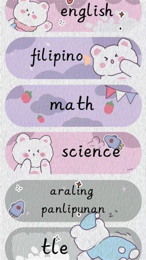 Printable Subject Labels English Filipino Math And Science Subject