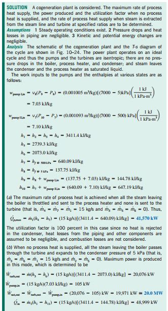 Solved Example 10 8 An Ideal Cogeneration Plant Consider The