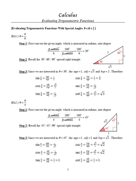 Notes Trig Evaluating Trigonometric Functions Pdf Trigonometry Geometry