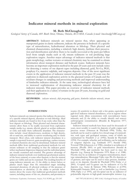 Pdf Indicator Mineral Methods In Mineral Exploration