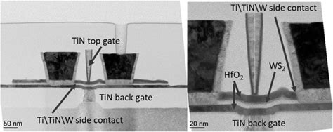 Left In‐line Tem Of A Partially Processed Double Gated Ws2 Transistor Download Scientific