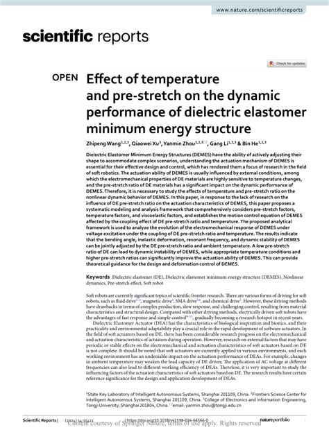 Pdf Effect Of Temperature And Pre Stretch On The Dynamic Performance