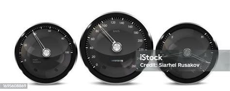 자동차 대시 보드 속도계 타코스터 연료 및 엔진 온도에 대한 디지털 Led 지표 자동차 대시 보드 악기 클러스터의 벡터 사실적인 요소 0명에 대한 스톡 벡터 아트 및 기타