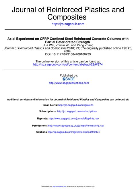 Pdf Axial Experiment On Cfrp Confined Steel Reinforced Concrete Columns With Partial