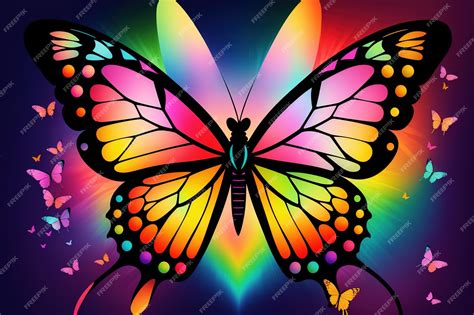 Premium Ai Image A Rainbow Butterfly With A Rainbow Pattern On It