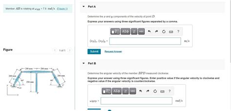Solved Member Ab Is Rotating At ωab 7 8rad S Figure 1