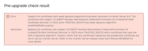 Remove Certificates With Weak Signature Algorithms In Vcenter Server