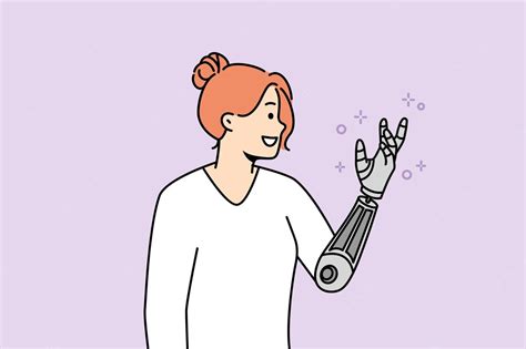 Premium Vector Smiling Woman With Bionic Arm