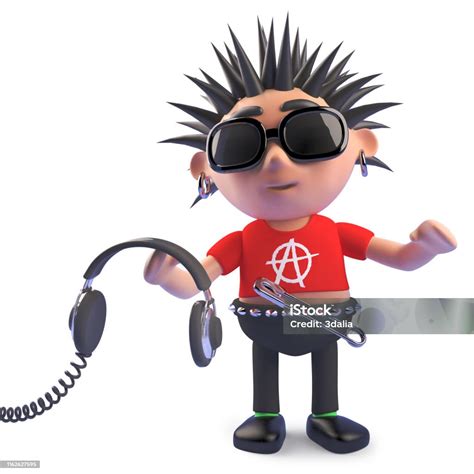 일부 헤드폰 3d 일러스트를 들고 만화 썩은 펑크 캐릭터 3차원 형태에 대한 스톡 사진 및 기타 이미지 3차원 형태 공격성 데모 Istock