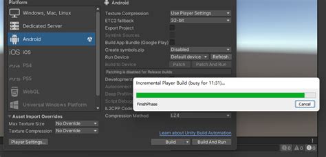 unity 2021 3 45f1 always gets stuck when building apks unity engine