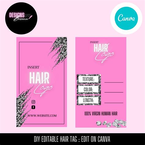 DIY Editable Hair Tag Hair Extensions Tag Etsy