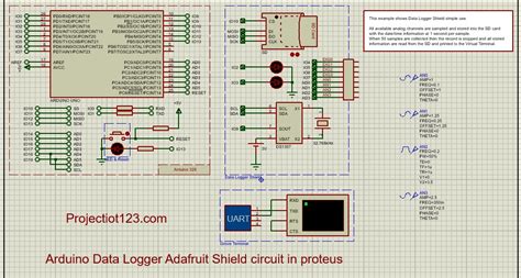 Arduino Data Logger Adafruit Shield Circuit In Proteus