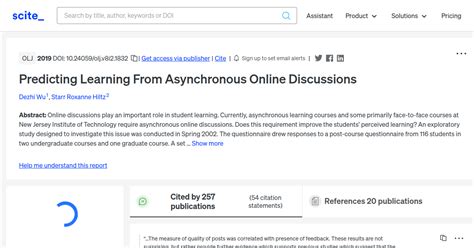 Predicting Learning From Asynchronous Online Discussions [scite Report]