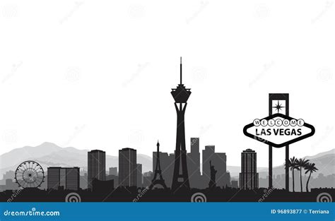 Las Vegas Skyline Silhouette Vector Illustration