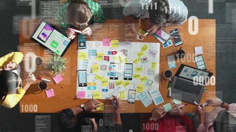 Top View Of Developer Use Mind Map Brainstorm About Coding Prompt Convocation Stock Footage