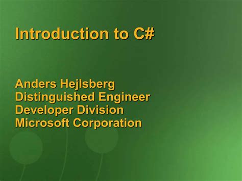 Introduction To Csharp C Sharp Is A Programming Language Developed By Microsoft Ppt