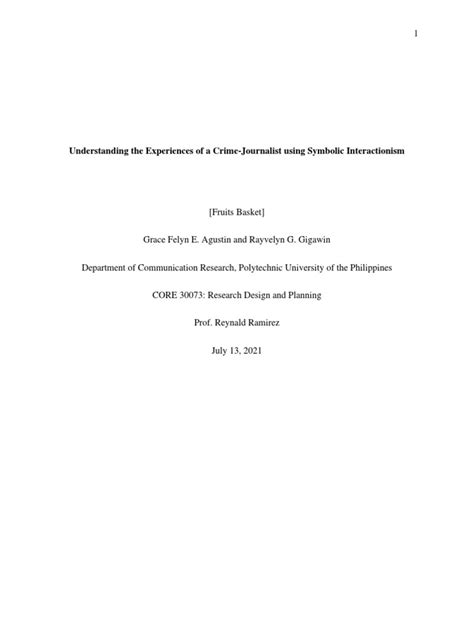 Understanding The Experiences Of A Crime Journalist Using Symbolic Interactionism Download