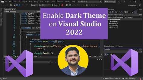 How To Enable Dark Theme On Visual Studio Amit Thinks Youtube