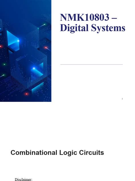 Nmk10803 Lecture 01 Combinational Pdf Digital Electronics Computer Engineering