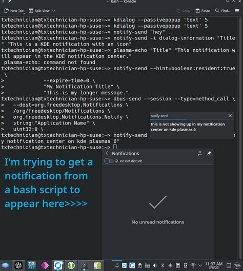 How Can I Get A Notification To Show In The Notification Center From A Bash Script Help Kde