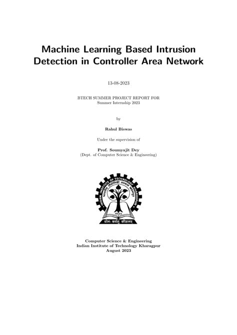 Pdf Machine Learning Based Intrusion Detection In Controller Area Network