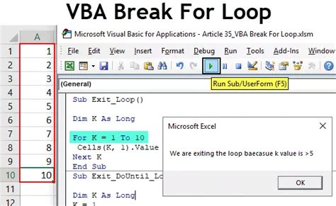 VBA Break For Loop Comment Quitter Pour La Boucle Dans Excel VBA Excel VBA Et Power BI 2025
