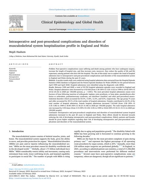 Pdf Intraoperative And Post Procedural Complications And Disorders Of Musculoskeletal System