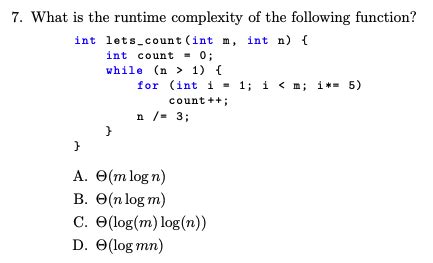 Solved What Is The Runtime Complexity Of The Following Chegg Com