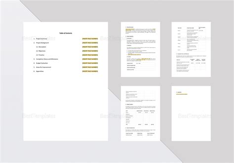 Project Completion Report Template In Word Apple Pages