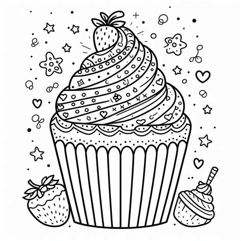 Leckerer Cupcake Zum Ausmalen Kostenlos Malvorlagen Und Ausmalbilder