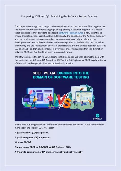 ppt comparing sdet and qa examining the software testing domain